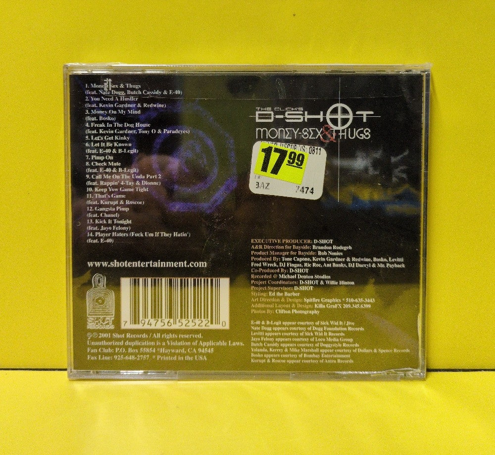 D-Shot - Money, Sex & Thugs - 2001 - New - Sealed - CDs – Vinyl Bay 777